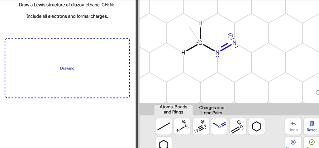 SOLVED: Draw a Lewis structure of diazomethane,CHN Include all ...