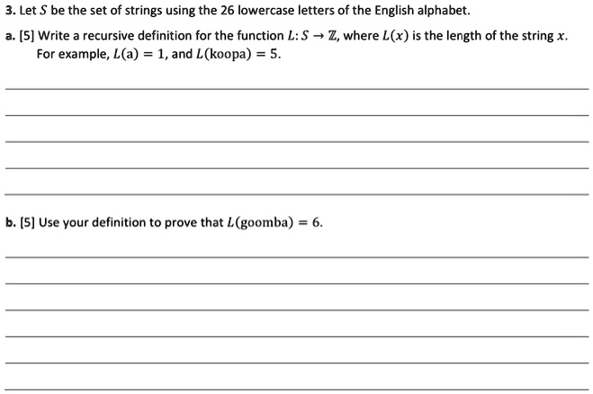 let be the set of strings using the 26 lowercase letters of the english ...
