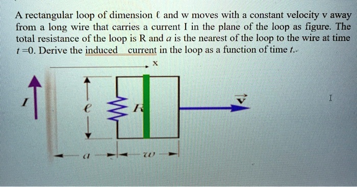 SOLVED: A rectangular loop of dimensions L and w moves with a constant velocity v away from a ...