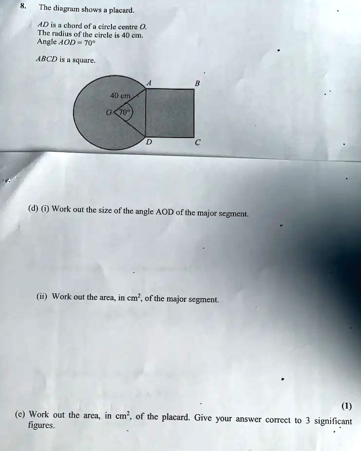 SOLVED: The diagram shows placard: AD is chord of a circle centre 0 ...