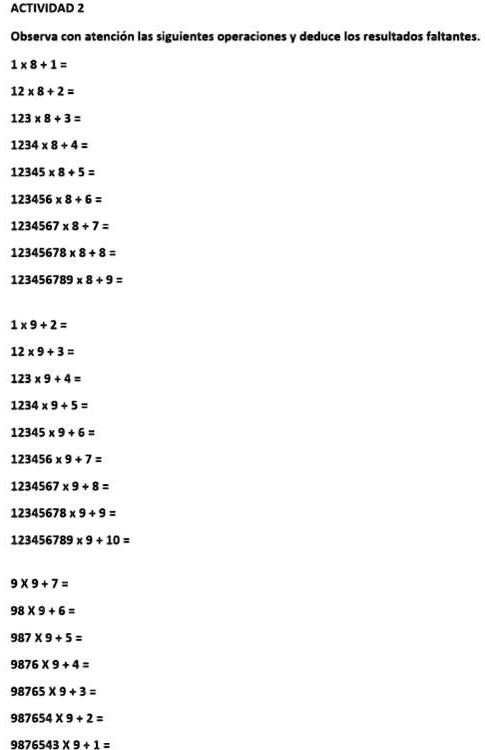 SOLVED: Observa con atención las siguientes operaciones y deduce los ...
