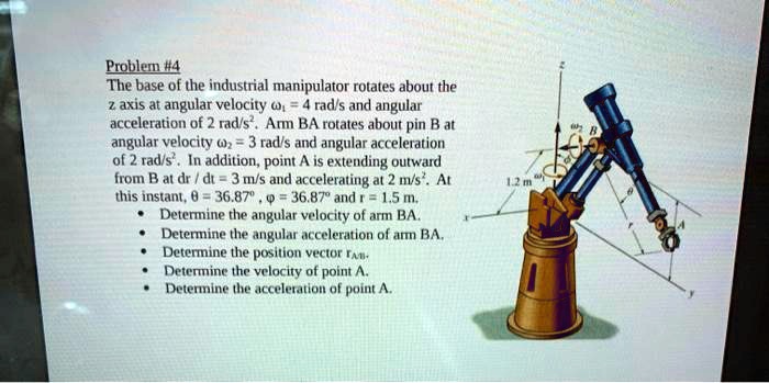 SOLVED: Problem #4: Industrial Manipulator Analysis The base of the ...