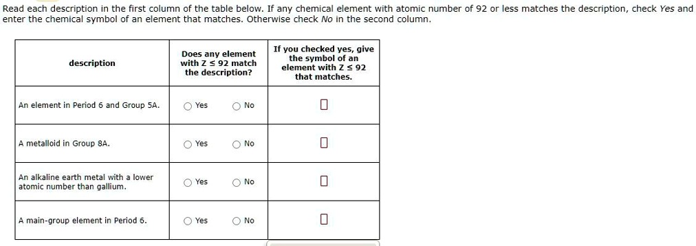 [GET ANSWER] Read each description in the first column of the table below. If any chemical ...