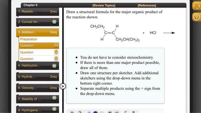 chapter review topics referonces reactio zreq draw structural formula for the major organic ...