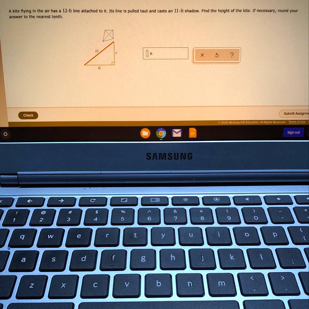 A kite flying in the air has a 12-ft line attached to it. Its line is ...