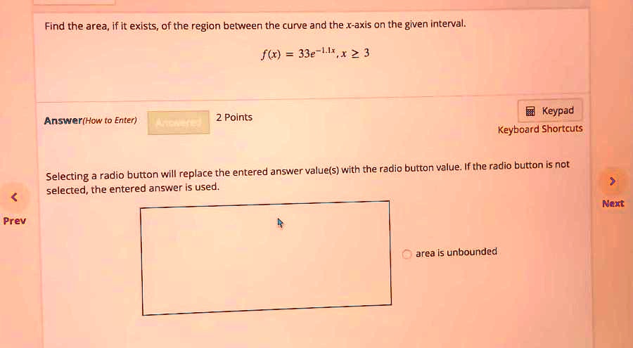 SOLVED:Find the area, if It exists, of the region between the curve and the X-axis on the given ...