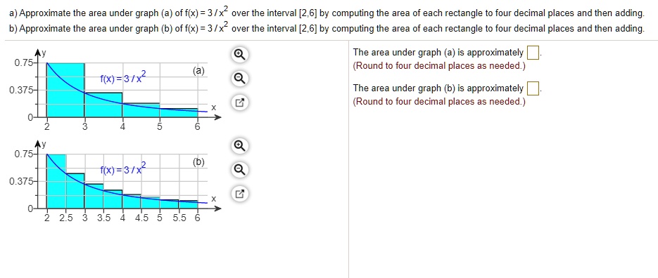 a approximate the area under graph offix 3x2 over the interval 26 by ...