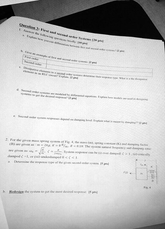 SOLVED: Circuits 1 Course First Order Second Order Systems to Get the ...