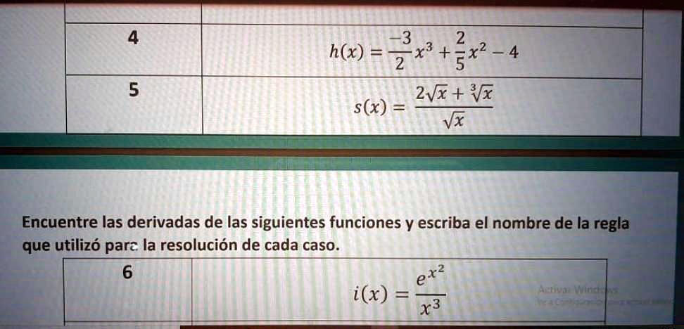 SOLVED: Necesito ayuda con esos 3 ejercicios, buscar las derivadas de ... SOLVED: Necesito ayuda con esos 3 ejercicios, buscar las derivadas de ...