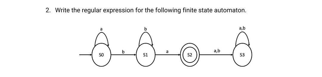SOLVED: 2. Write the regular expression for the following finite state automaton.