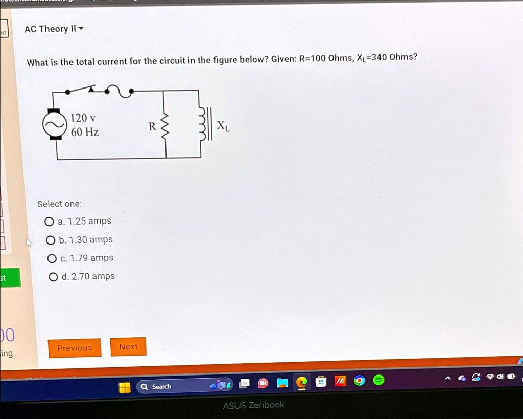 AC Theory II What is the total current for the circuit in the figure ...