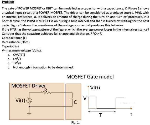 Problem The gate of POWER MOSFET or IGBT can be modelled as a capacitor ...