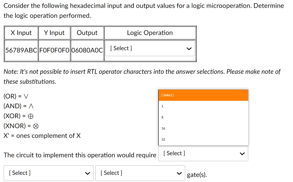 Solved Consider The Following Hexadecimal Input And Output Values For A Logic Microoperation