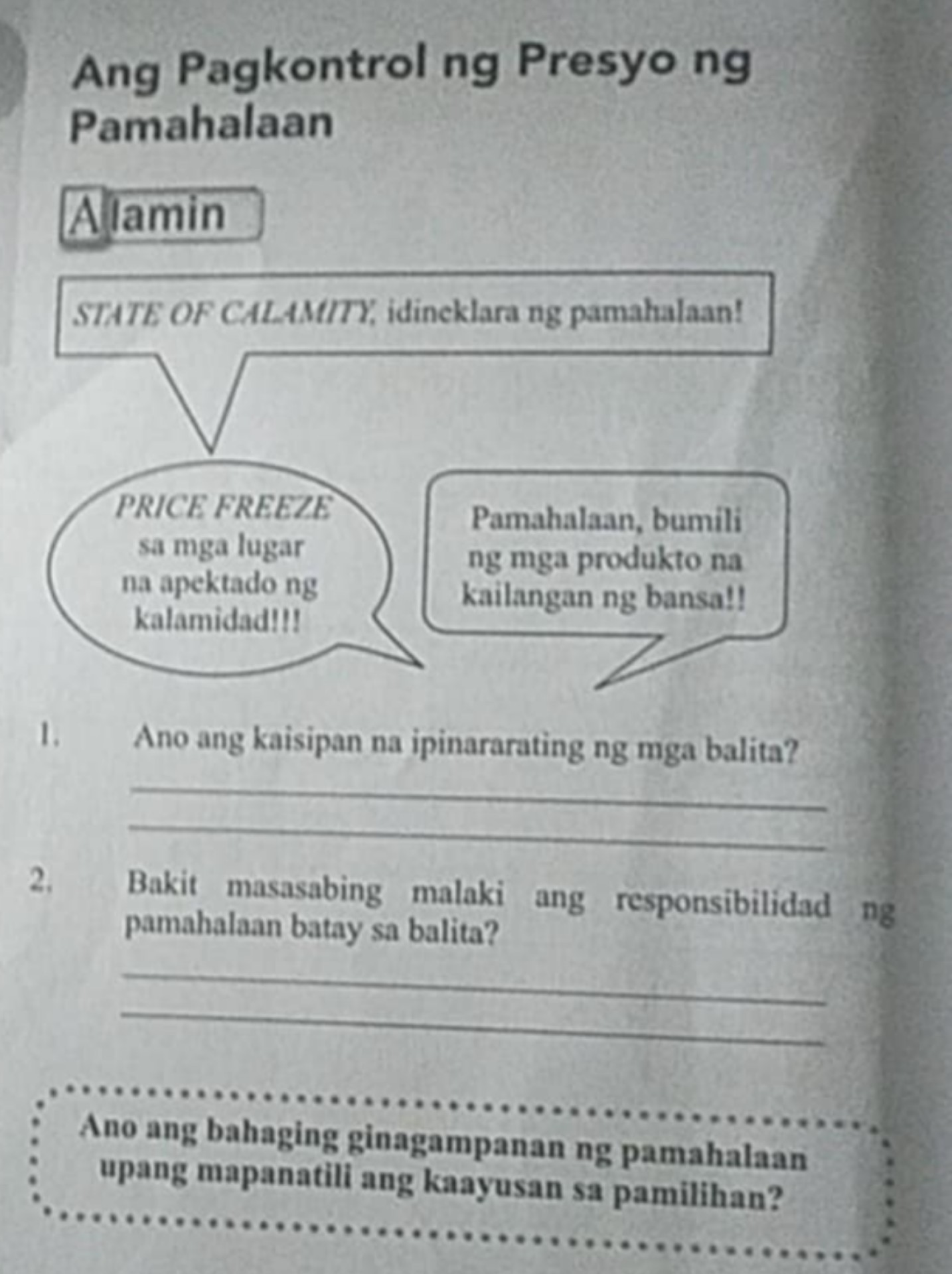 ang pagkontrol ng presyo ng pamahalaan alamin state of calamity ...