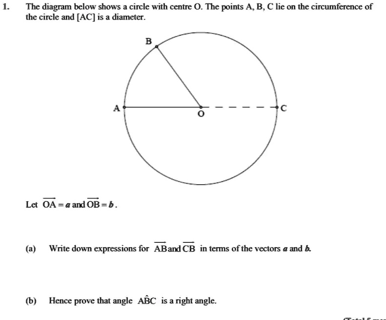 SOLVED: The diagram below shows a circle with center O. The points A, B, and C lie on the ...