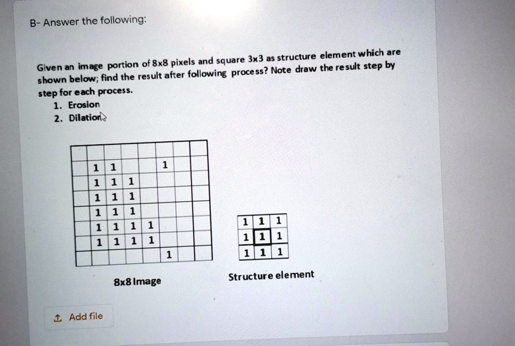 b answer the following given an image portion of 8x8 pixels and square ...