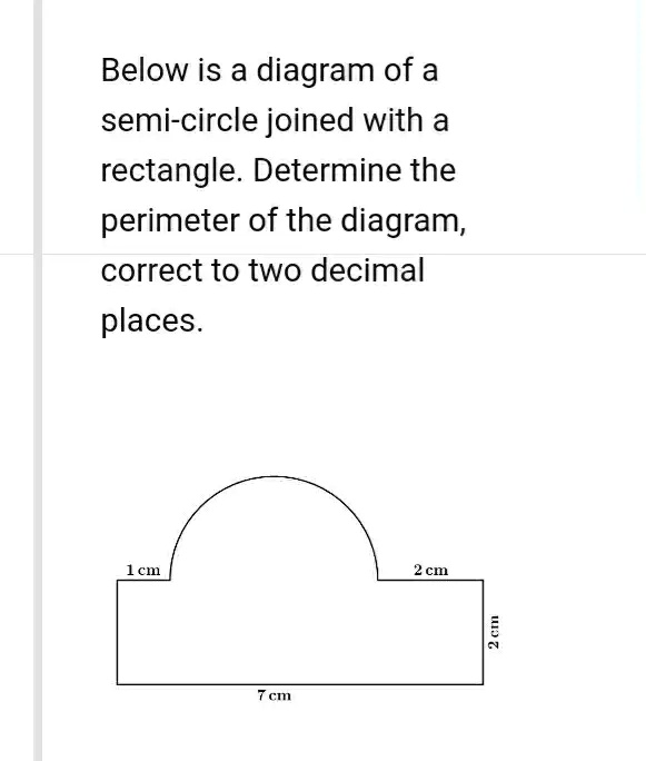SOLVED: Below is a diagram of a semi-circle joined with a rectangle ...
