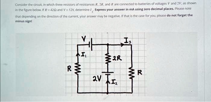 SOLVED: Consider the circuit in which three resistors of resistances R, 2R, and R are connected ...