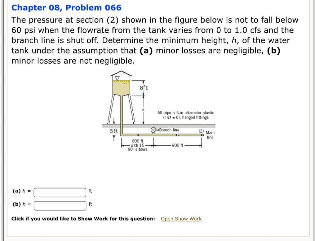 SOLVED: Chapter 08,Problem 066 The pressure at section(2) shown in the ... SOLVED: Chapter 08,Problem 066 The pressure at section(2) shown in the ...
