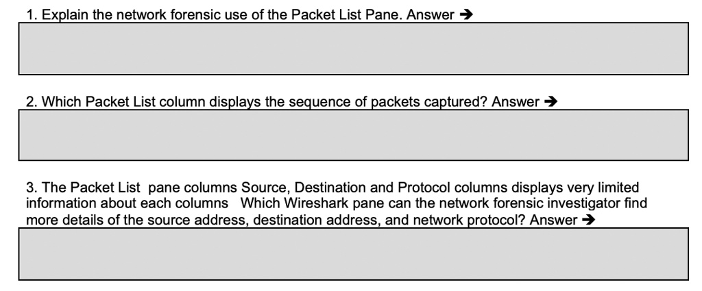 SOLVED: Explain the network forensic use of the Packet List PaneAnswer ... SOLVED: Explain the network forensic use of the Packet List PaneAnswer ...