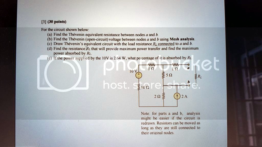 SOLVED: For the circuit shown below: a) Find the Thevenin equivalent resistance between nodes a ...