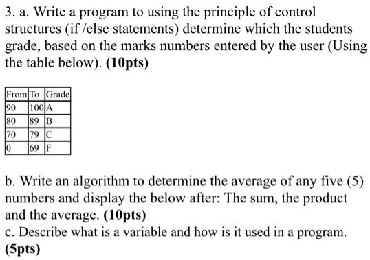 SOLVED: a. Write a program using the principle of control structures ...
