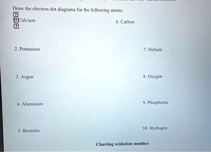 draw the electron dot diagrams for the following atoms calcium carbon ...