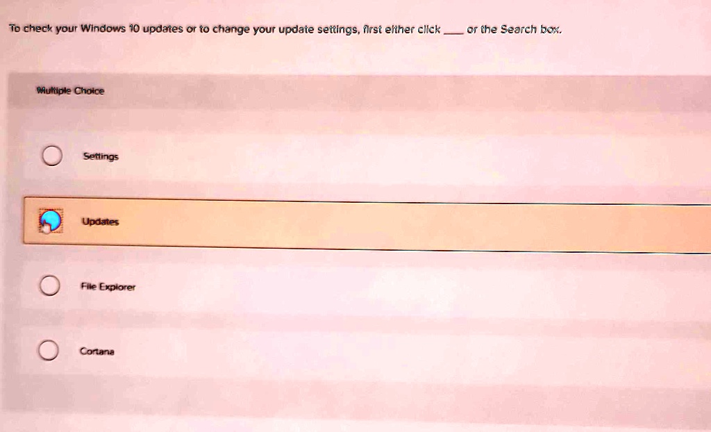 text to check your windows 10 updates or to change your update settings ...