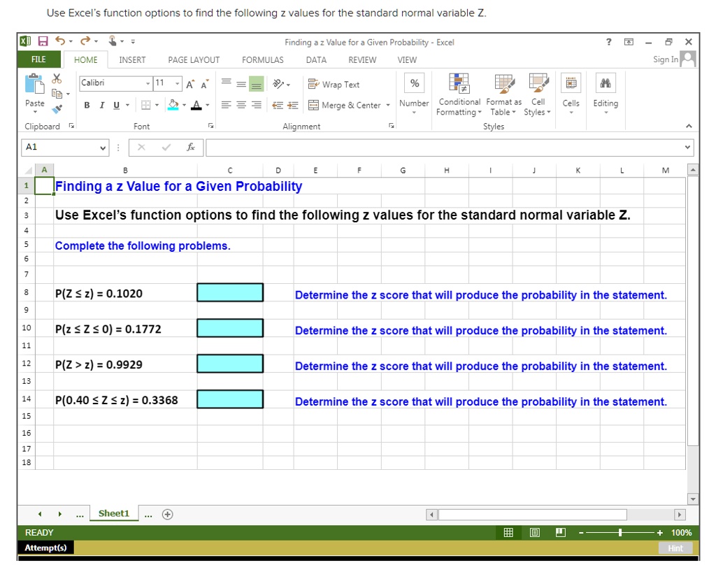 SOLVED: Text: Use Excel's function options to find the following values ...