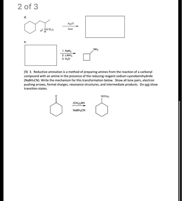 SOLVED: 2 of 3 M(CH,h 2LH 8 Reductive amination method of preparing ...
