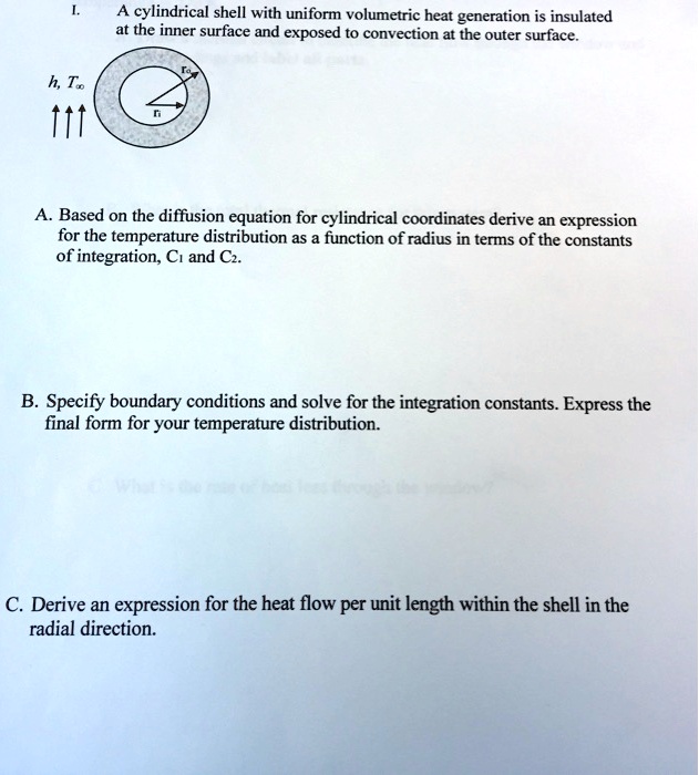 SOLVED: A cylindrical shell with uniform volumetric heat generation ...