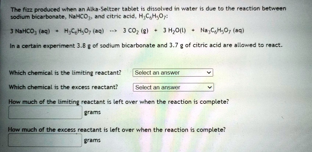the fizz produced when an alka seltzer tablet is dissolved in water is ...