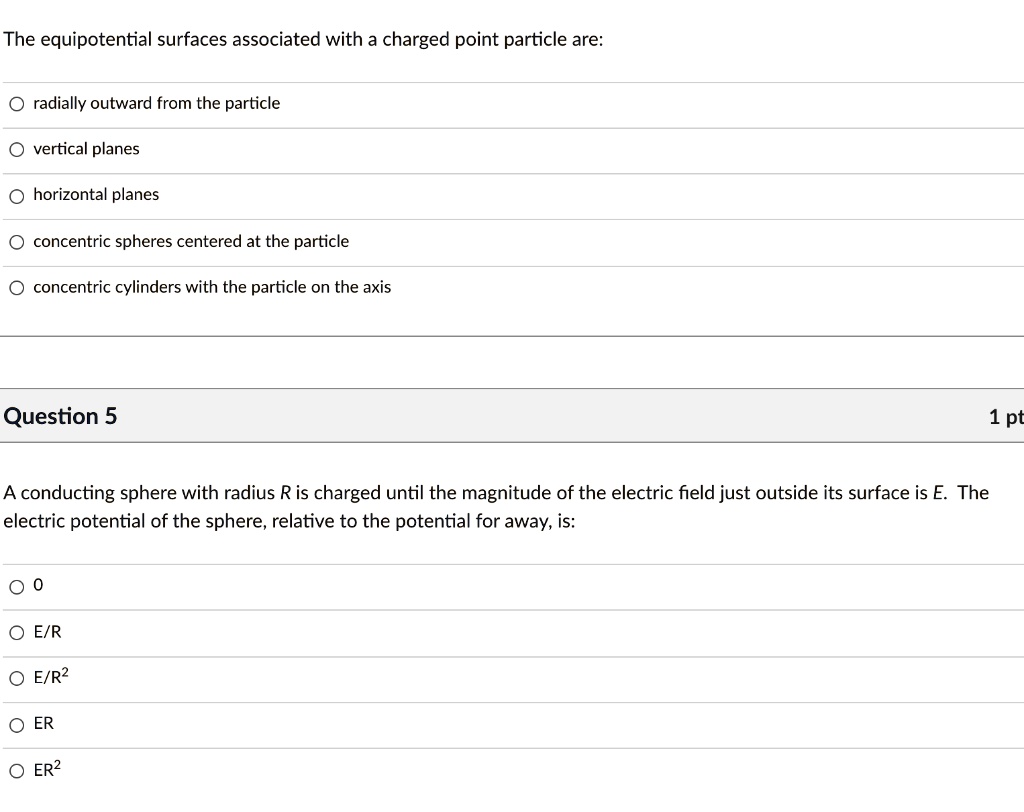 the equipotential surfaces associated with a charged point particle are ...