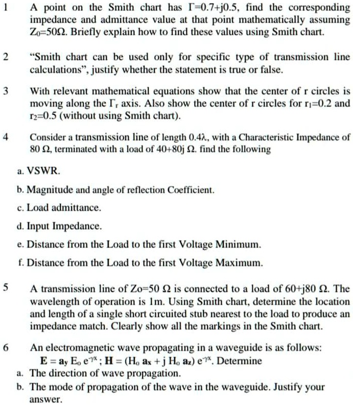 transmission lines and wave guides 1 a point on the smith chart has ...