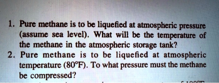 SOLVED: 1. Pure methane is to be liquefied at atmospheric pressure ...