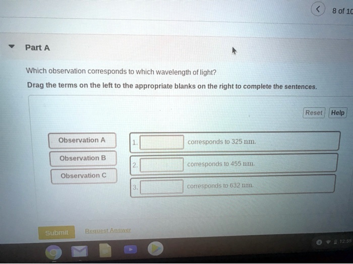 SOLVED: 8 of 10 Part A Which observation corresponds t0 which ...