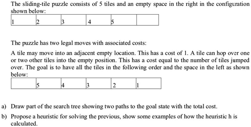 SOLVED: The sliding-tile puzzle consists of 5 tiles and an empty space ...