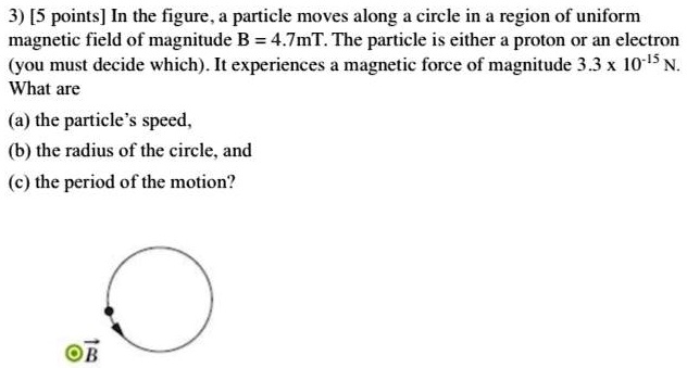 3 5 points in the figure particle moves along circle in a region of uniform magnetic field of ...