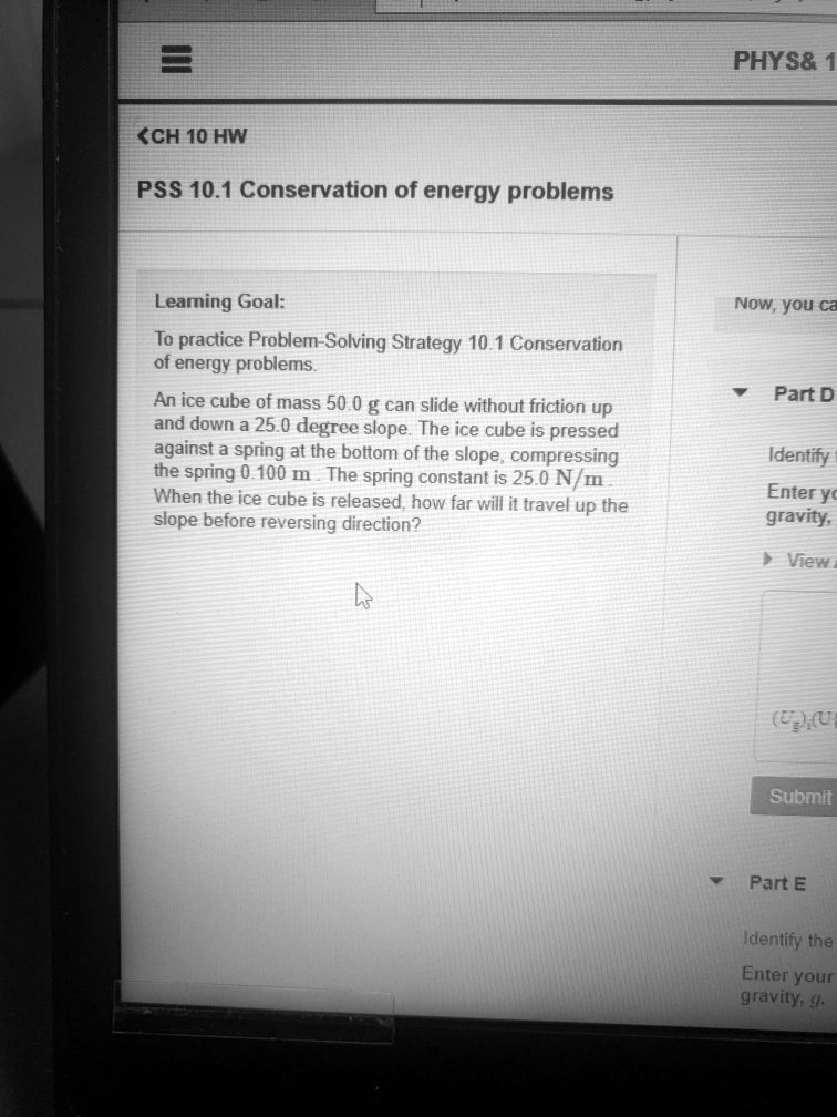 SOLVED: PHYS (CH 10 HW PSS 10.1 Conservation of energy problems ...