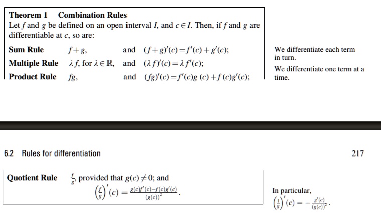 SOLVED:Theorem Combination Rules Let f and g be defined 0n an open interval [, and â‚¬â‚¬ Then ...