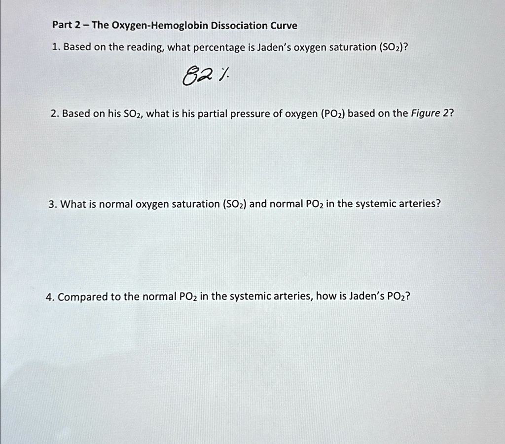 Part 2 - The Oxygen-Hemoglobin Dissociation Curve 1. Based on the ...