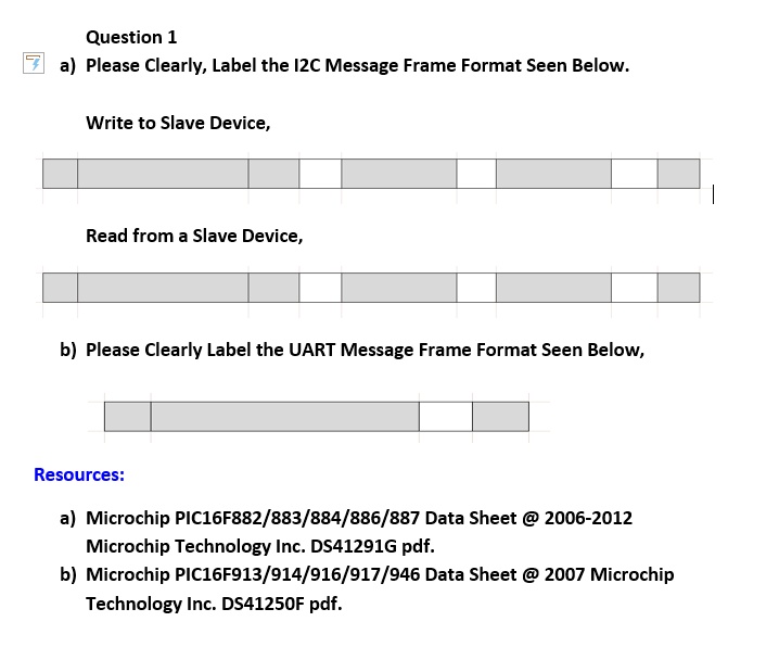 SOLVED: a) Please clearly label the I2C message frame format seen below ...