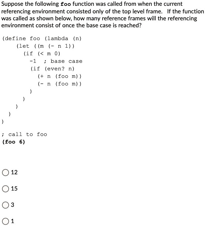 Solved Suppose The Following Foo Function Was Called From When The 9321