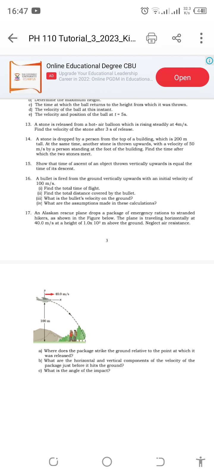 Solved 16 47 1 ̂ 11 11k S 32 3 44 Ph 110 Tutorial32023ki