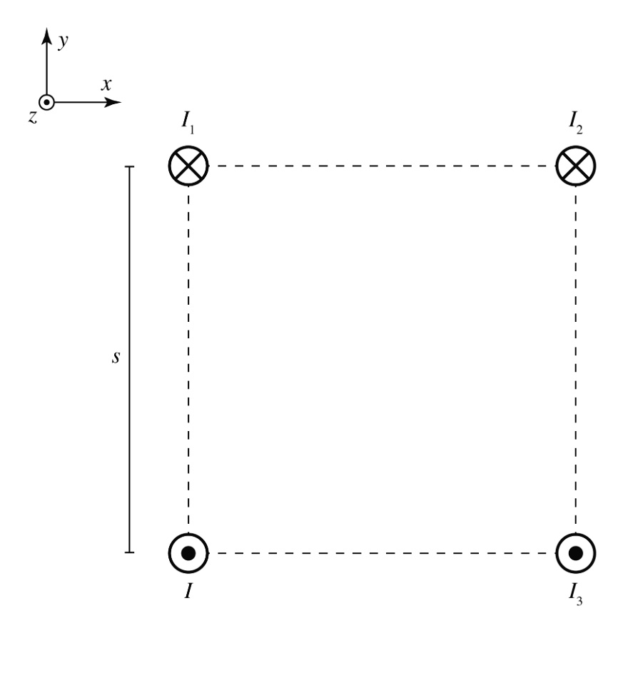 SOLVED: A set of wires arranged on the corners of a square of side ...