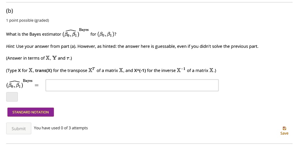 b point possible graded bayes what is the bayes estimator 8o b1 for bo ...