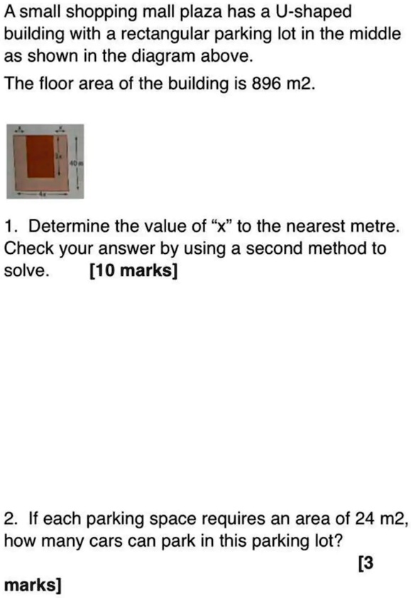 A small shopping mall plaza has a U-shaped building with a rectangular ...