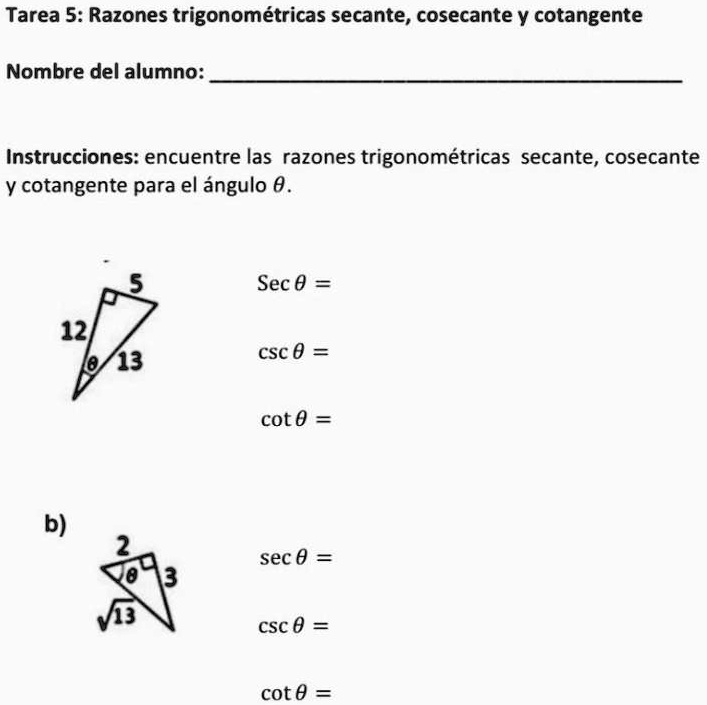 SOLVED: ayuda plis doy coronita Tarea 5: Razones trigonométricas ... SOLVED: ayuda plis doy coronita Tarea 5: Razones trigonométricas ...