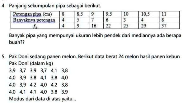 SOLVED: kak bantu jawab donk plise Panjang sekumpulan pipa sebagai ... SOLVED: kak bantu jawab donk plise Panjang sekumpulan pipa sebagai ...