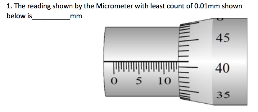 SOLVED: The readings shown by the Micrometer with a least count of 0 ...